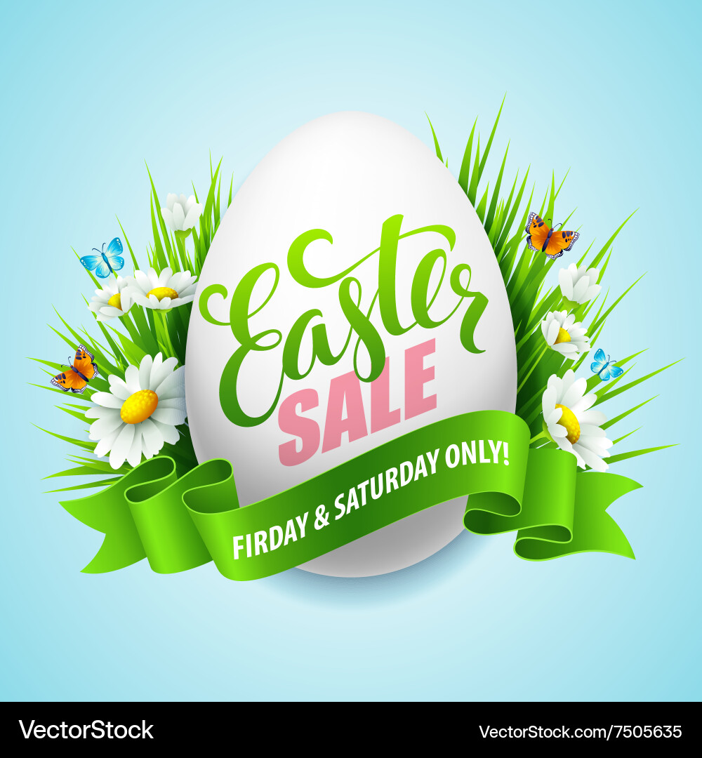 Easter sale background with eggs and spring flower Royalty Free Vector ...