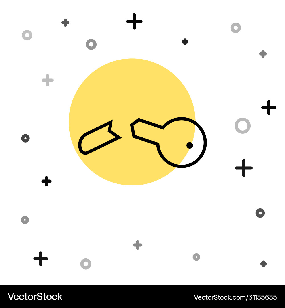 Black line broken key icon isolated on white Vector Image