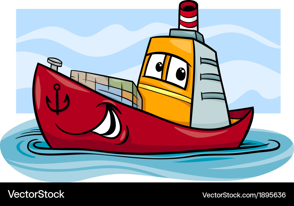 Container ship cartoon Royalty Free Vector Image