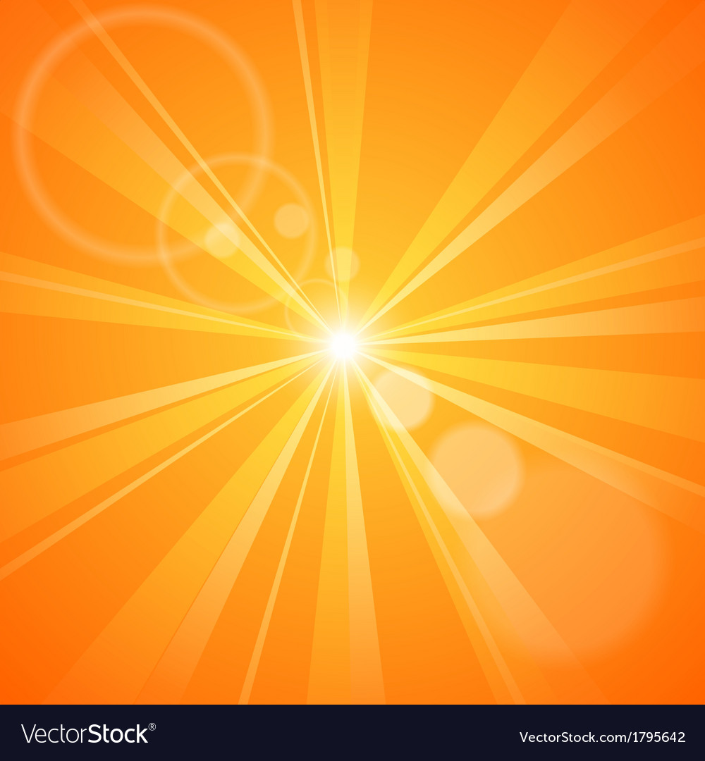 Abstract Orange Background With Sun Rays Vector Image