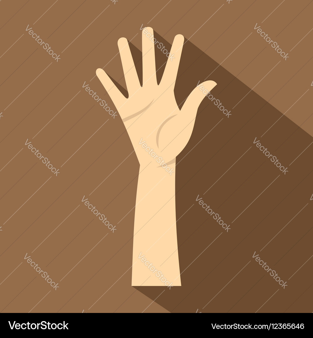 Hand showing five fingers icon flat style Vector Image