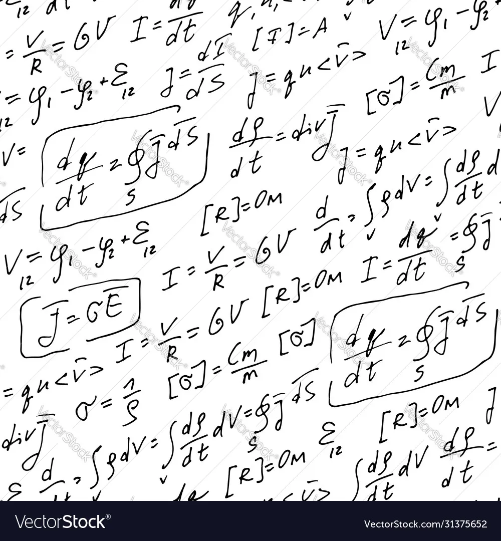 Vector Physics Formula Modern Set Of 9 Outlines And Symbols Such As