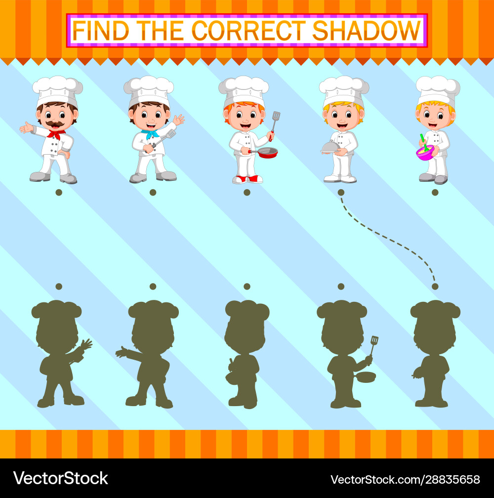 Find correct shadow professional chef Royalty Free Vector