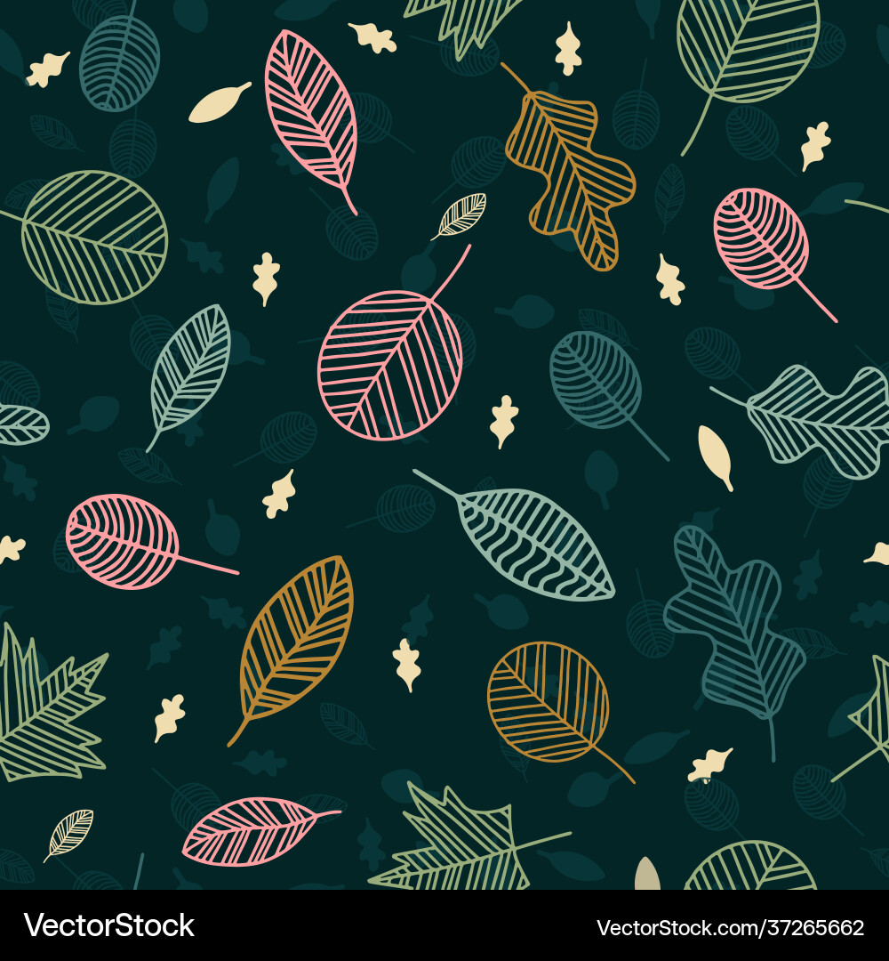 Floral nature leaves seamless pattern hand Vector Image