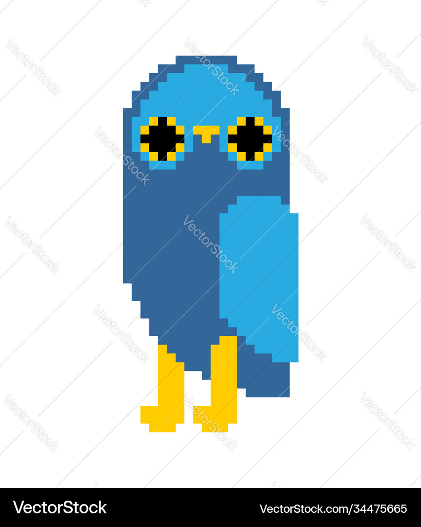 Owl pixel art eagle-owl 8 bit pixelate bird Vector Image