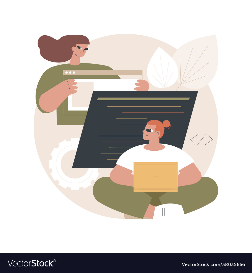 Computer programming camp abstract concept Vector Image