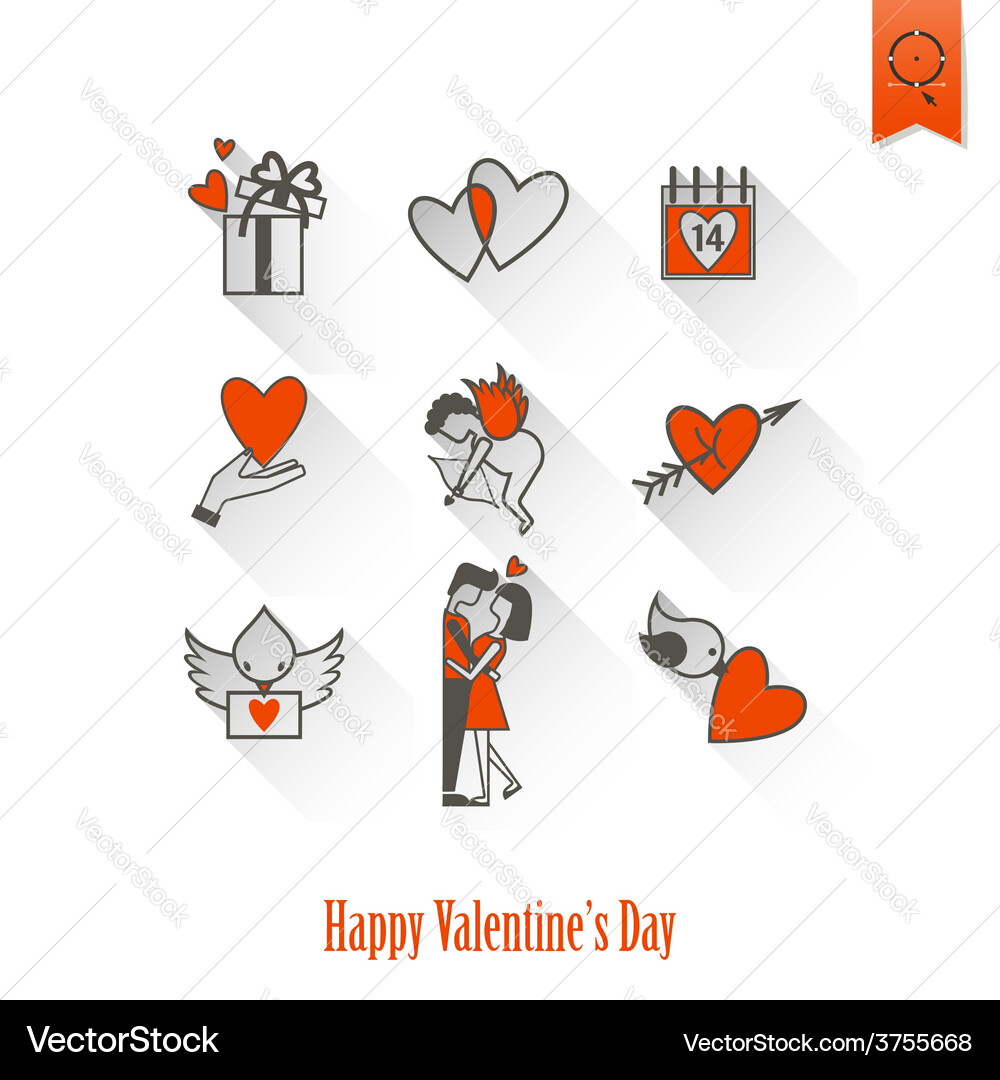 Happy valentines day icons Royalty Free Vector Image