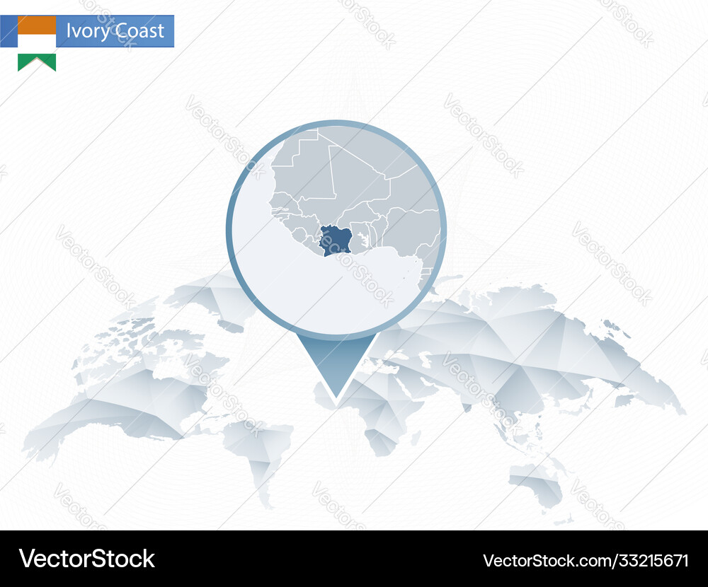 Abstract rounded world map with pinned detailed Vector Image