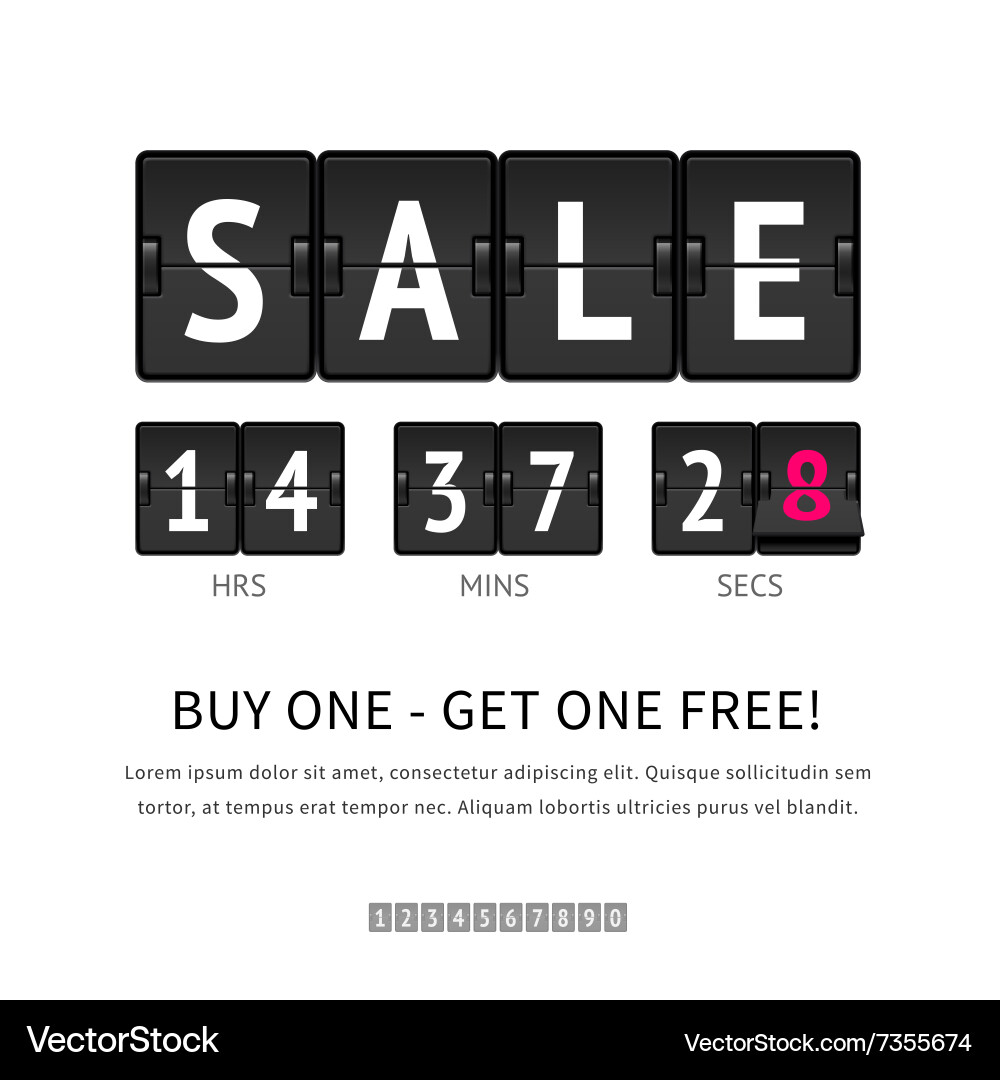Sale analog flip clock Royalty Free Vector Image