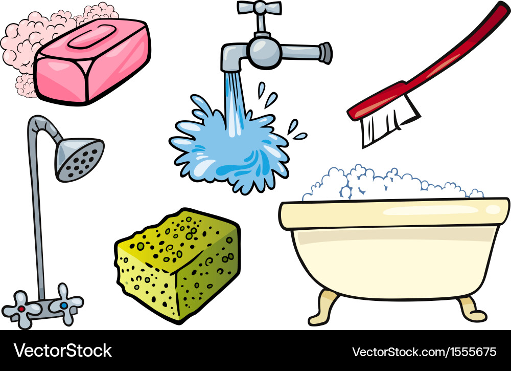 Hygiene objects cartoon set Royalty Free Vector Image