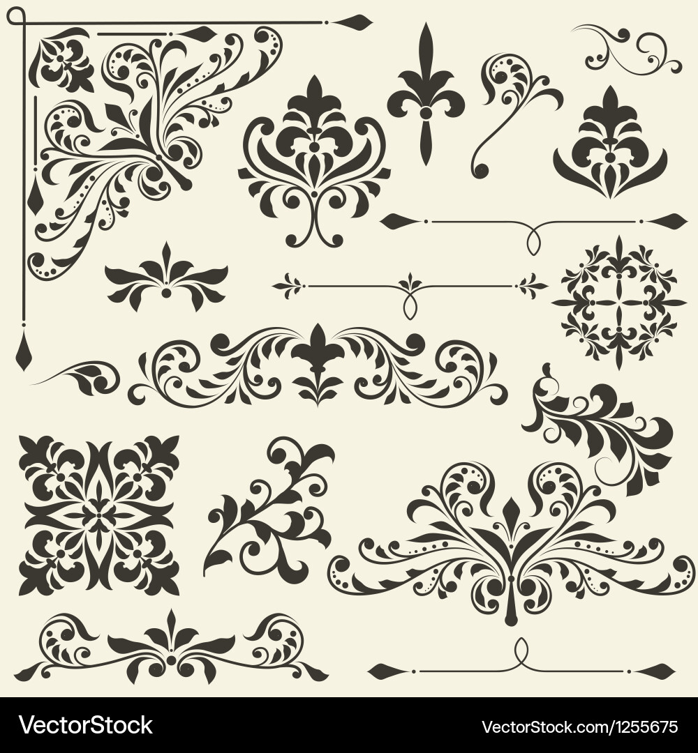 Vintage floral design elements Royalty Free Vector Image