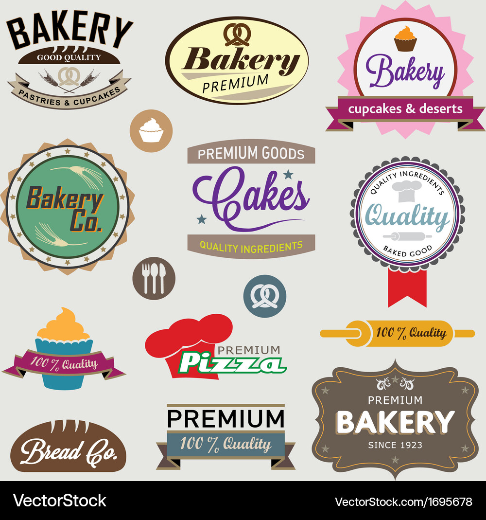 Bakery signs set Royalty Free Vector Image - VectorStock