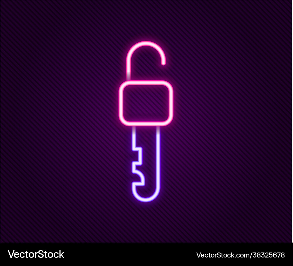 Glowing neon line unlocked key icon isolated Vector Image