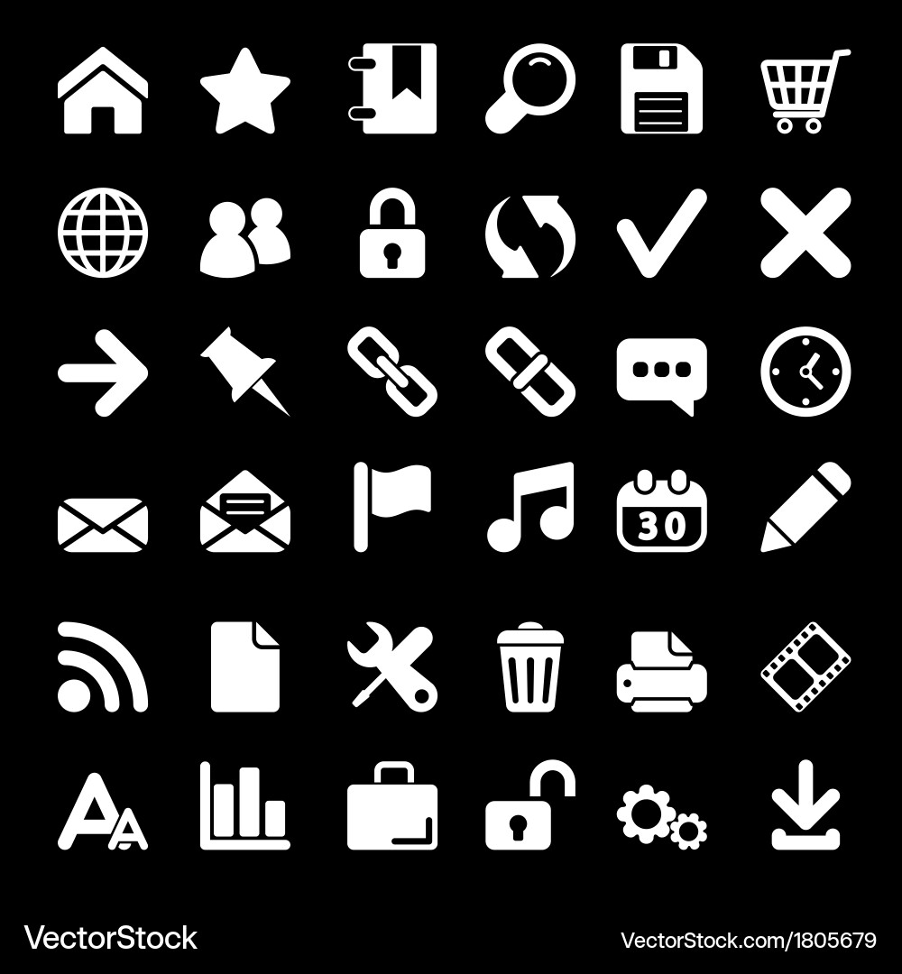 Icons For Web and Mobile on black background Vector Image