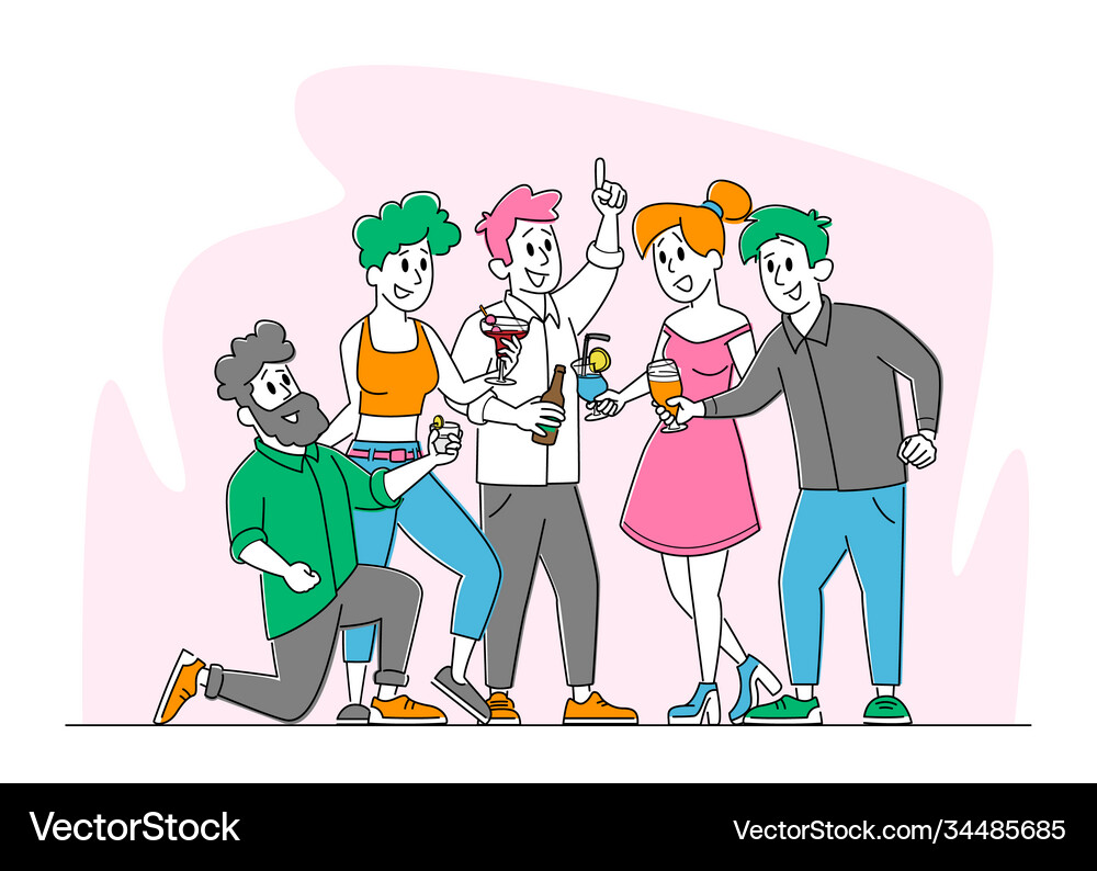 Friends party with drinks friendship concept Vector Image