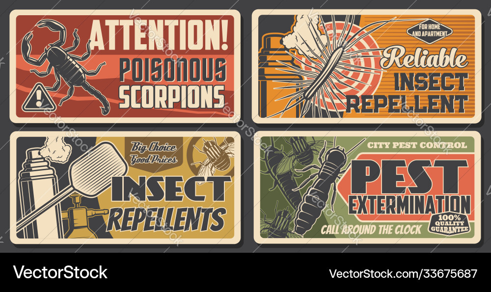 Pest extermination repellents scorpio attention Vector Image