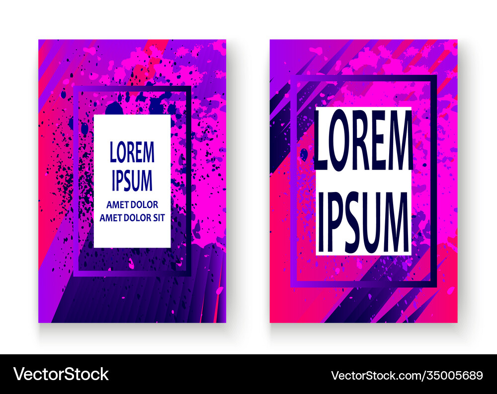 Artistic cover frame design paint splatter set Vector Image