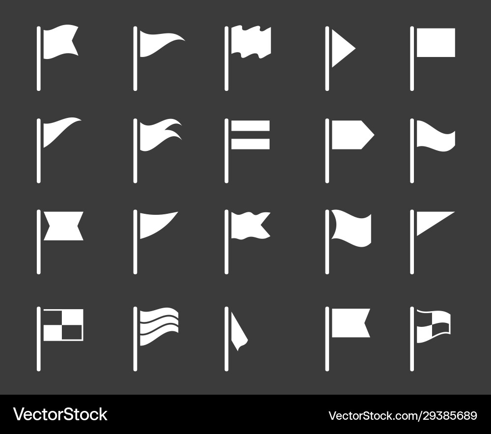 Flag icons gps map marking black elements Vector Image