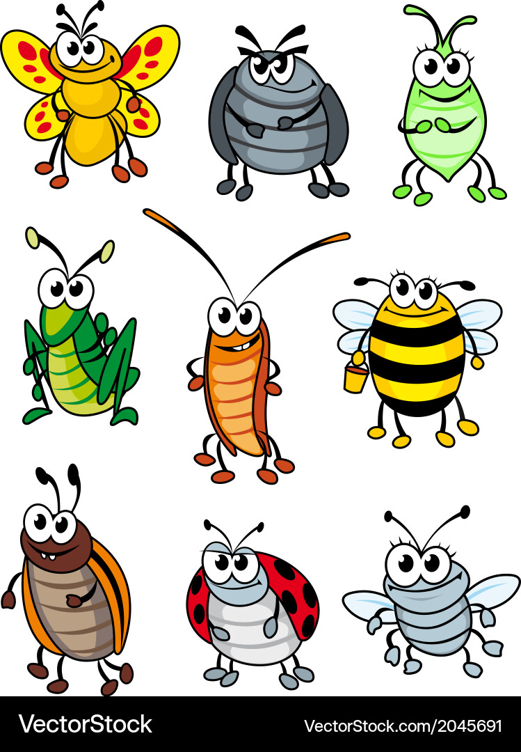Cartoon insects Royalty Free Vector Image - VectorStock