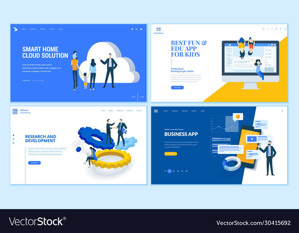 Set flat design web page templates Royalty Free Vector Image