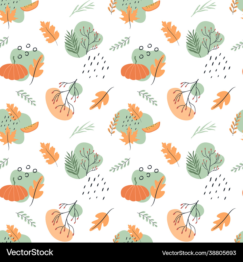 Abstract boho seamless pattern with autumn leaves Vector Image