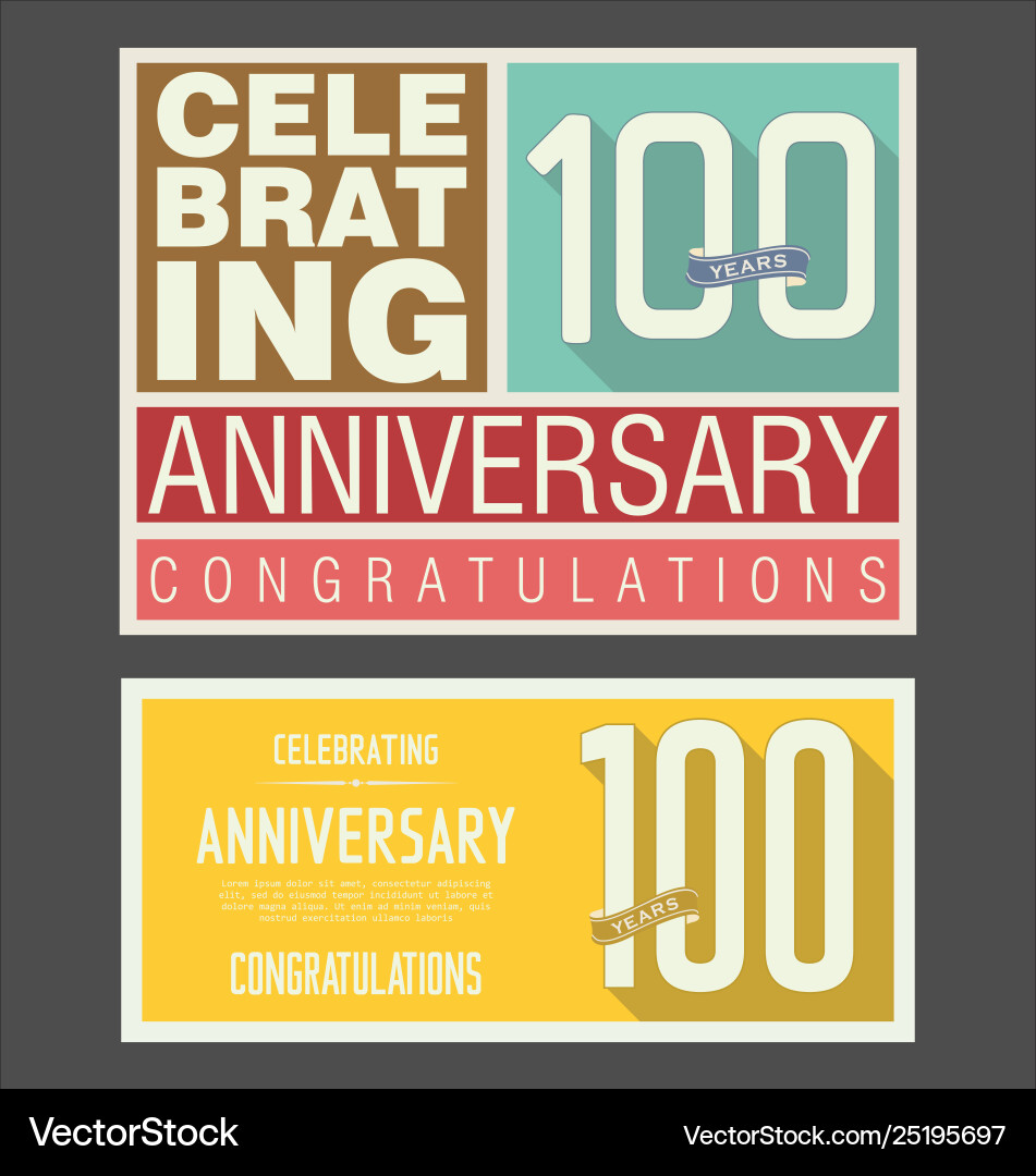 Anniversary retro background 100 years Royalty Free Vector