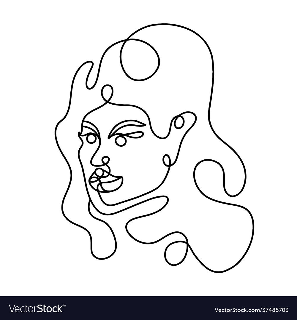 Portrait A Woman In A Modern Linear Style Vector Image