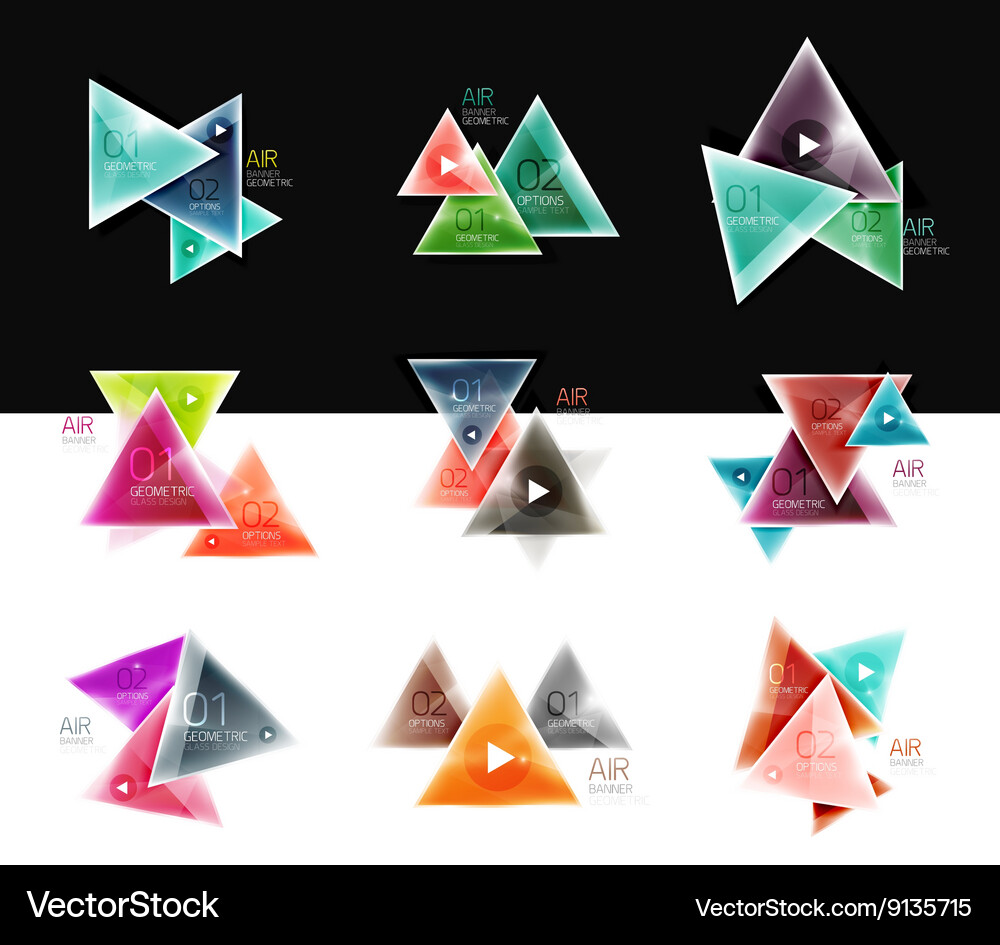 Collection of triangle web boxes - banners Vector Image