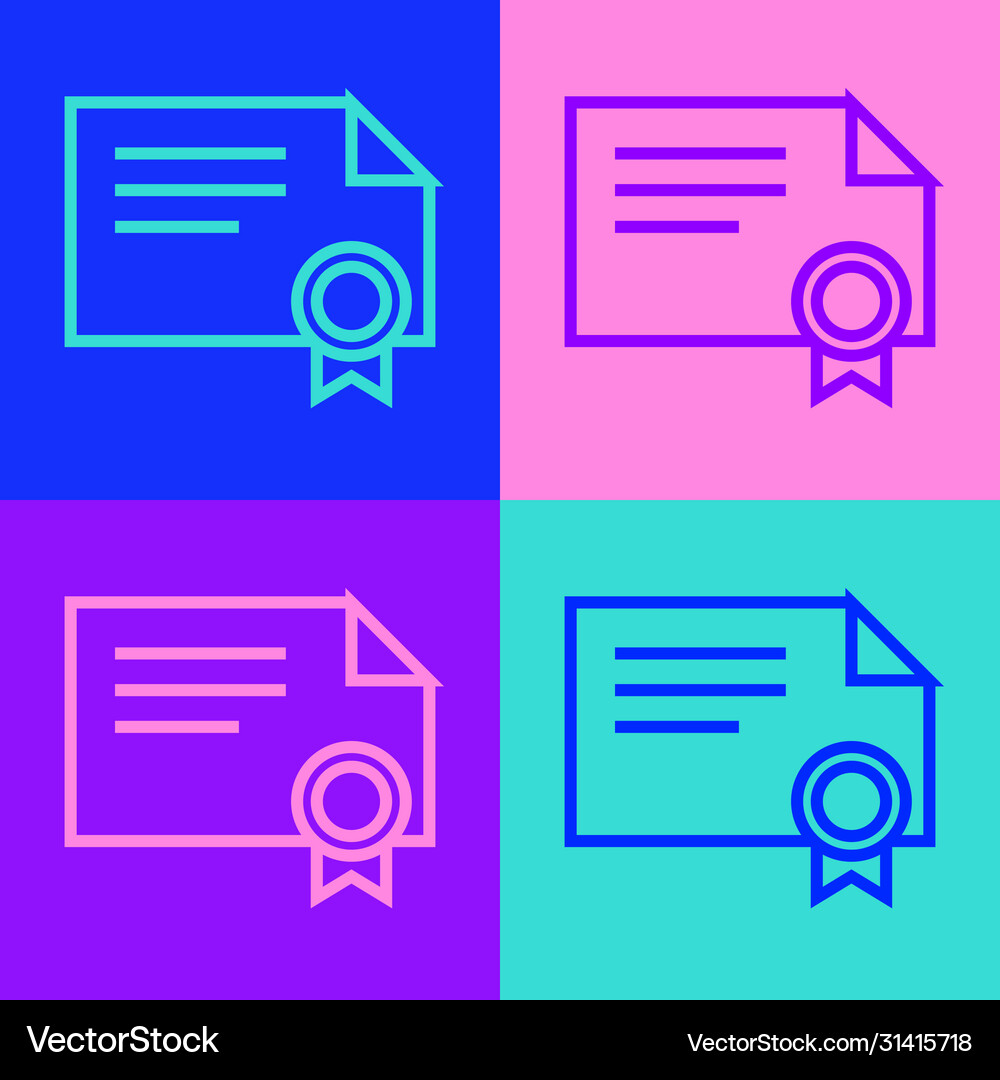 Pop art line certificate template icon isolated Vector Image
