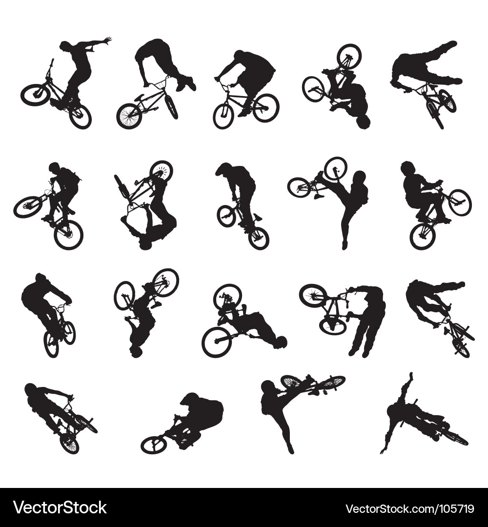 BMX rider silhouettes Royalty Free Vector Image