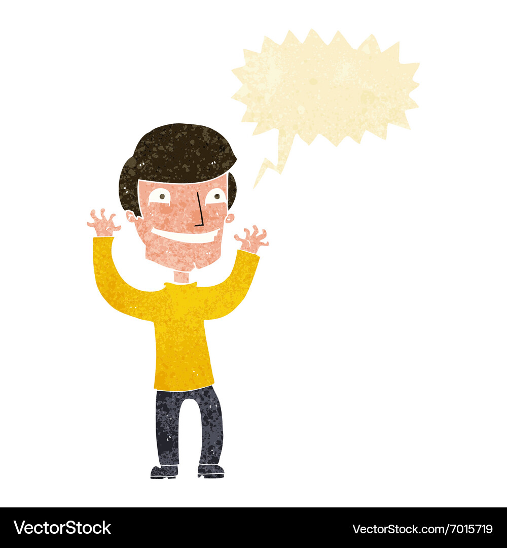 Cartoon excited man with speech bubble Royalty Free Vector