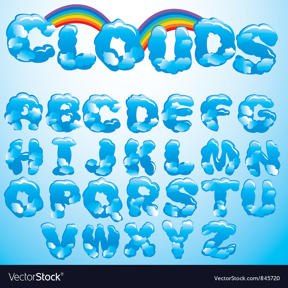 Alphabet cloud letters Royalty Free Vector Image