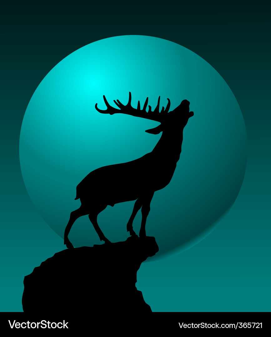 Deer and moon Royalty Free Vector Image - VectorStock