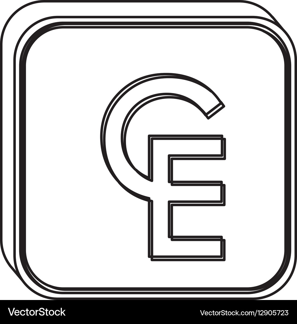 Monochrome square contour with currency symbol Vector Image