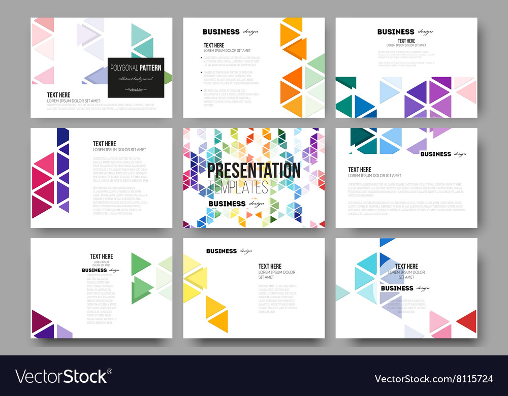 Set of 9 templates for presentation slides Vector Image