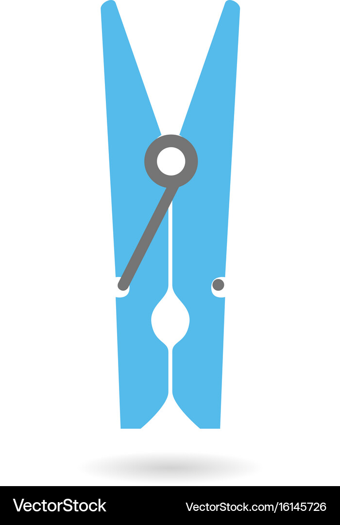 Blue flat clothes peg isolated icon Royalty Free Vector