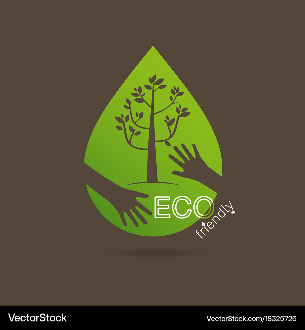 Eco friendly hands hug concept green Royalty Free Vector