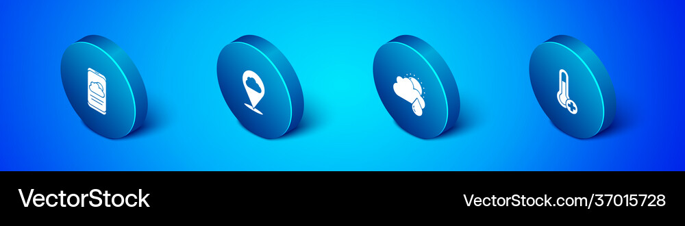 Set isometric weather forecast cloud with rain Vector Image