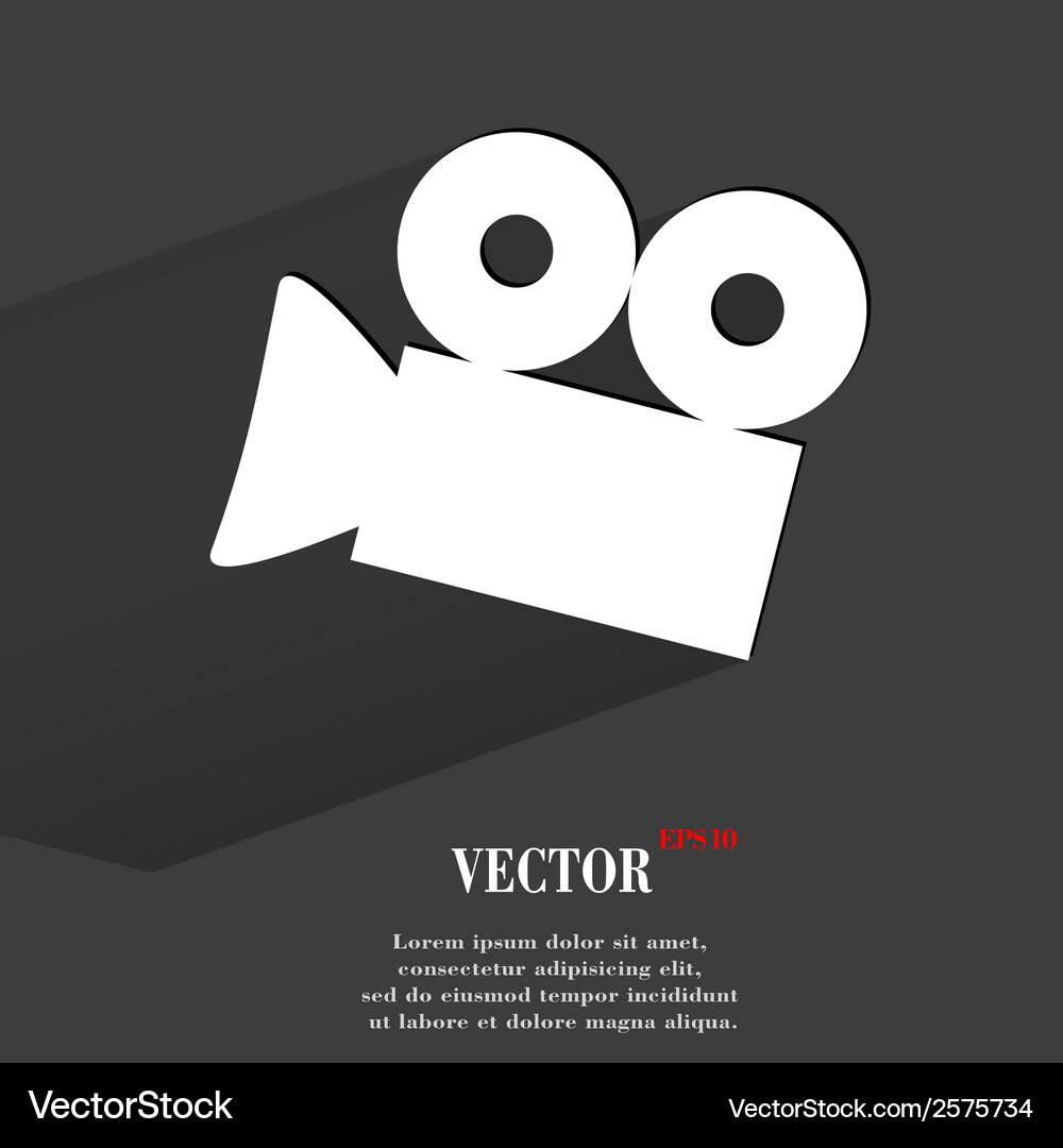 Video-camera flat modern web button with long Vector Image