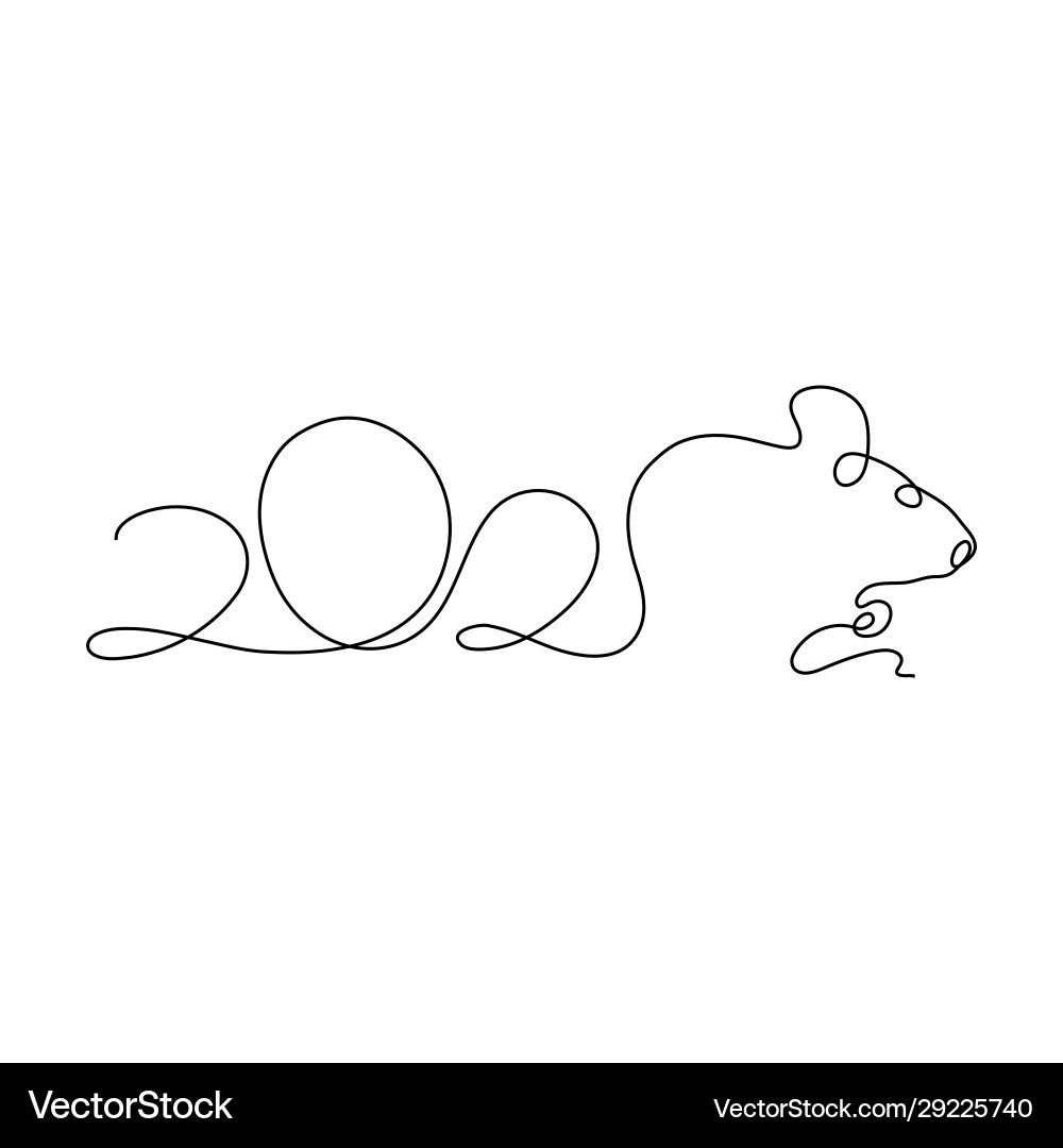 One line mouse 2020 design silhouette logo design Vector Image