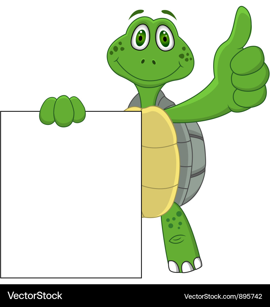 Turtle cartoon with blank sign Royalty Free Vector Image