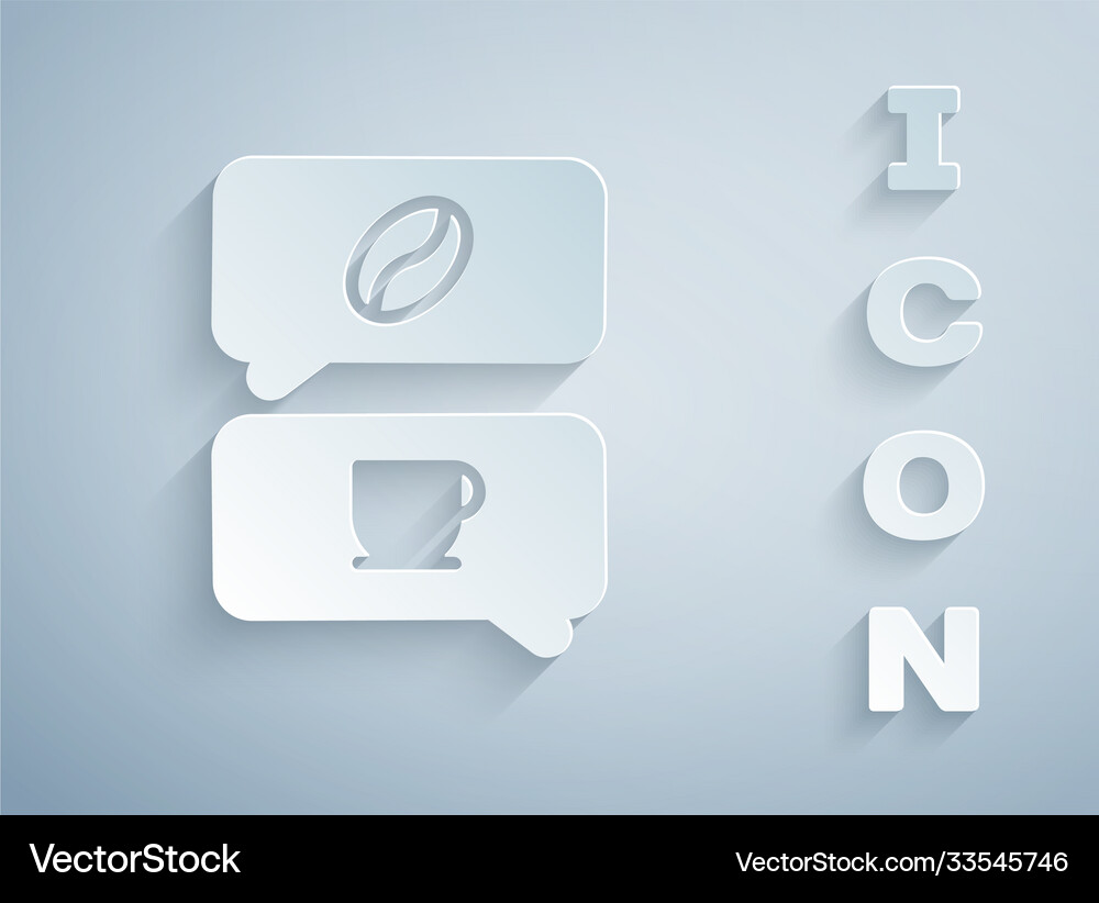 Paper cut coffee and conversation icon isolated Vector Image