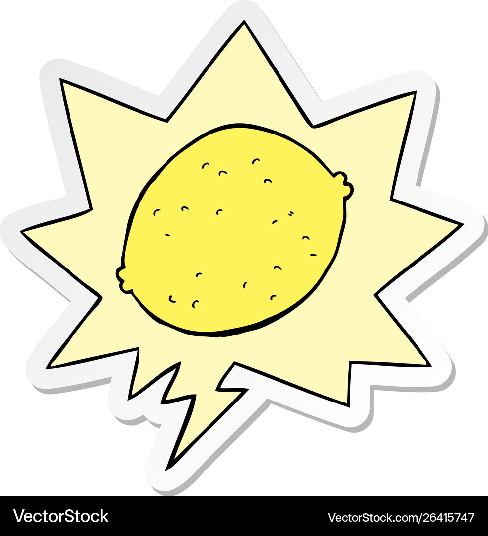Cartoon lemon and speech bubble sticker Royalty Free Vector