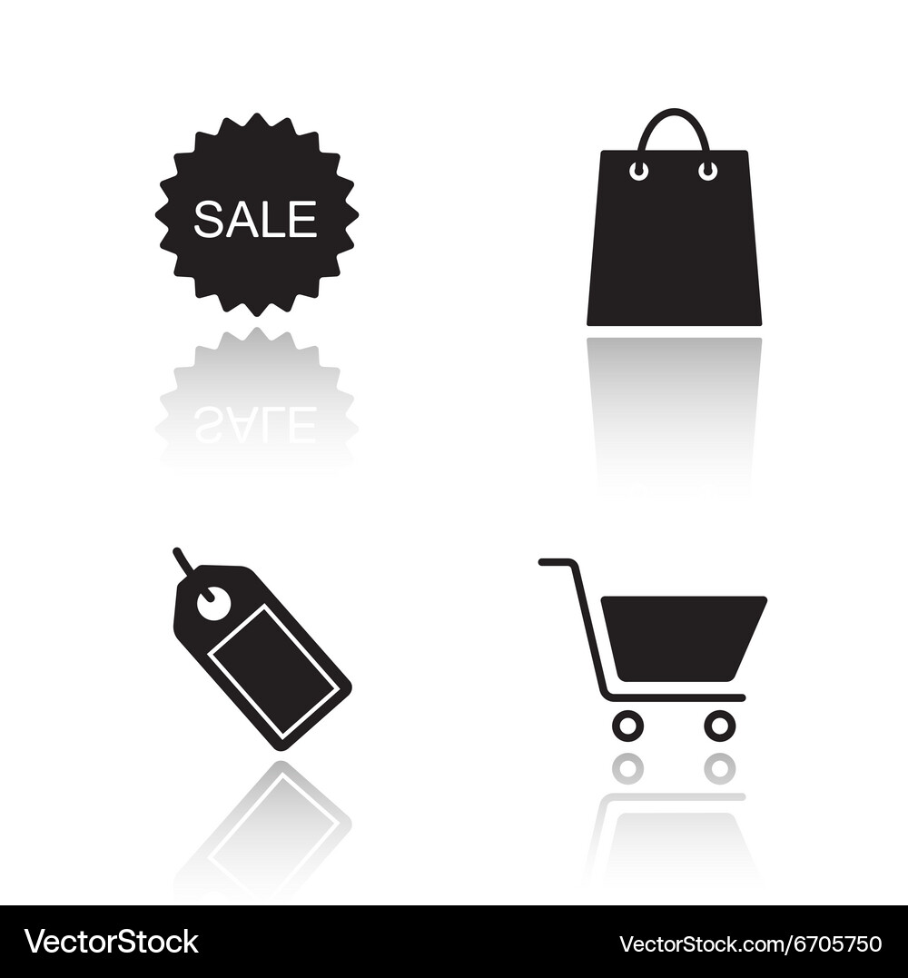 E-commerce drop shadow icons set Royalty Free Vector Image