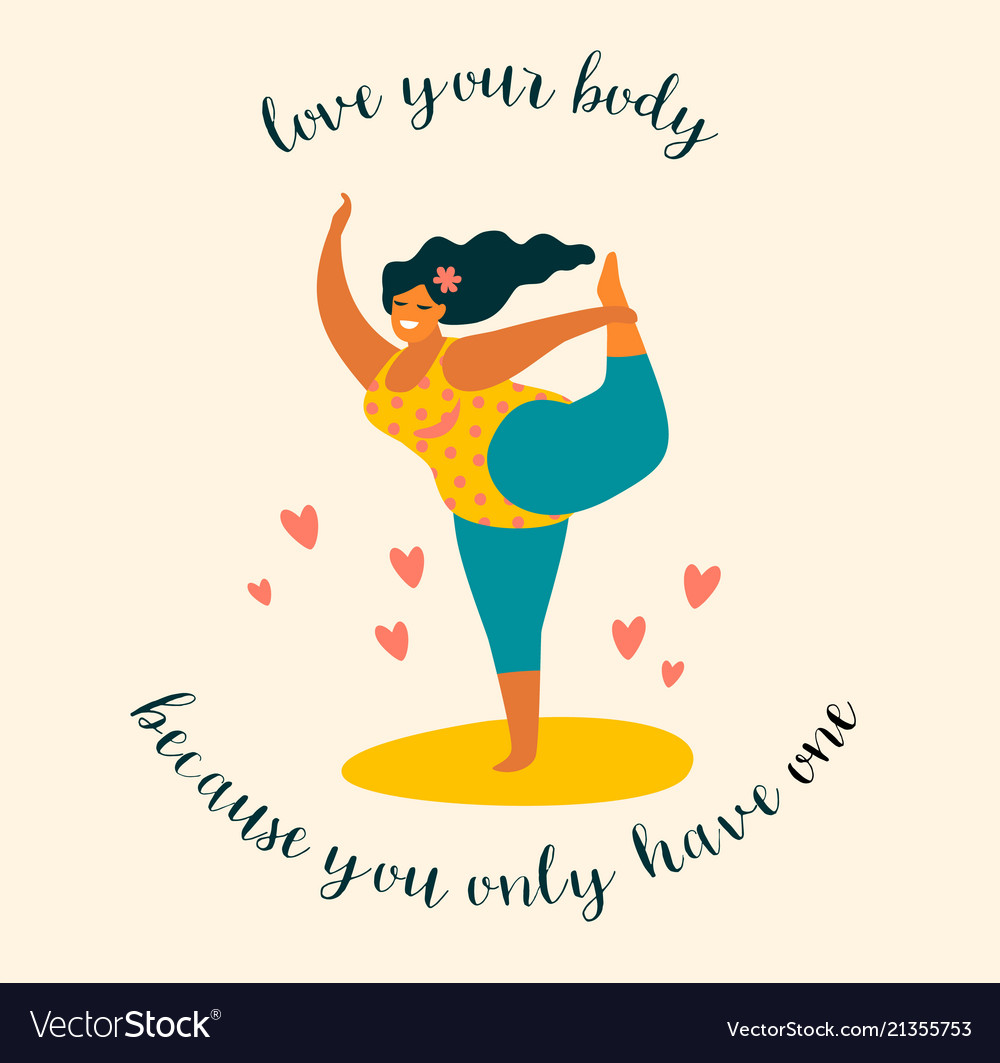 Body Positive Happy Plus Size Girl And Active Vector Image