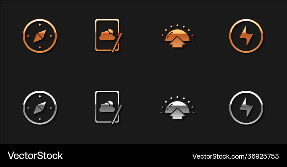 Set compass weather forecast sunrise Royalty Free Vector