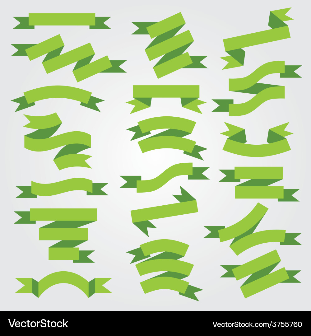 Green ribbons Royalty Free Vector Image - VectorStock