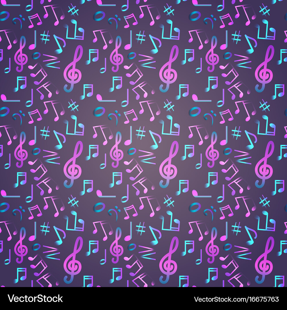 Notes seamless pattern music banner colorful Vector Image