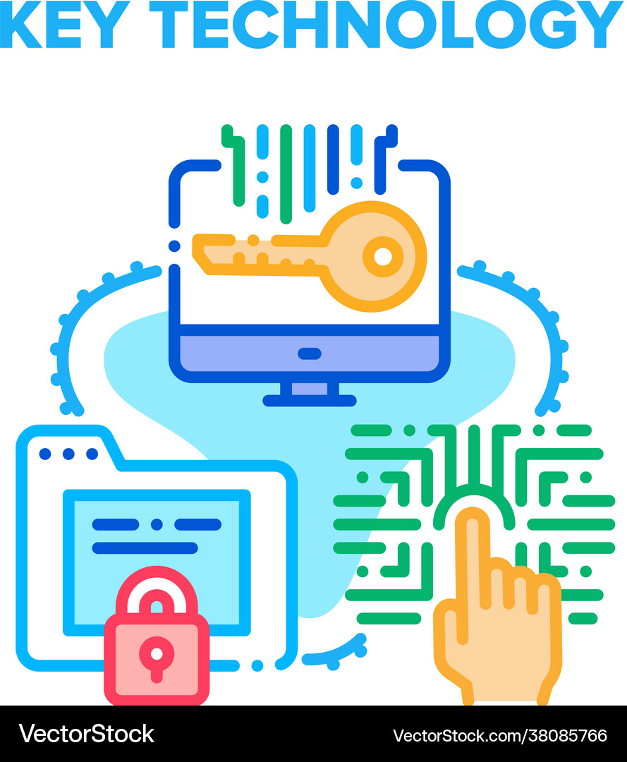 Key technology cyber system concept color Vector Image