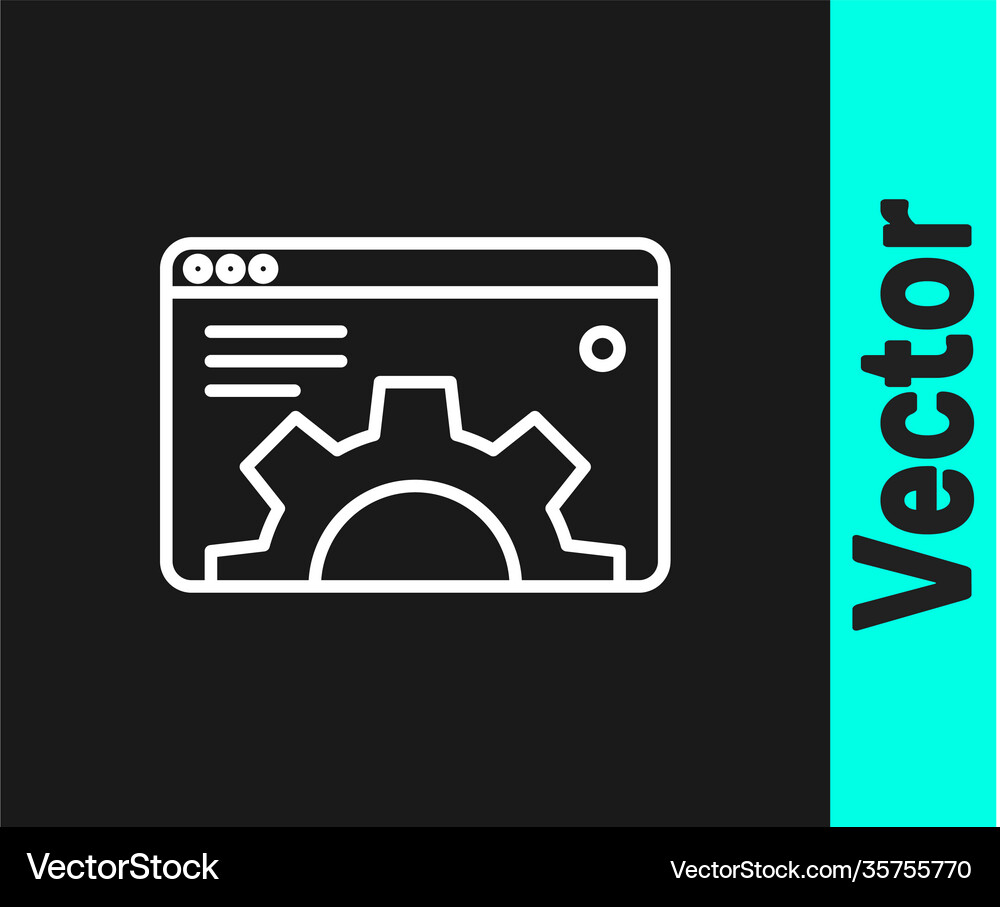 White line browser setting icon isolated on black Vector Image